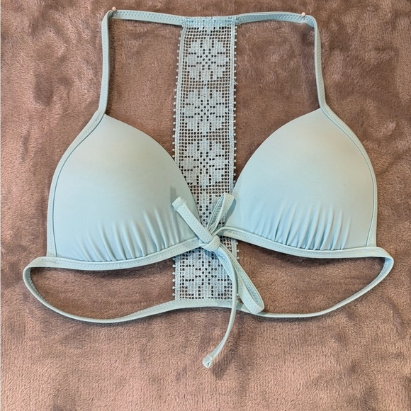 aerie | Swim | Crochet Floral Design Light Blue Bikini Swim Top | Poshmark